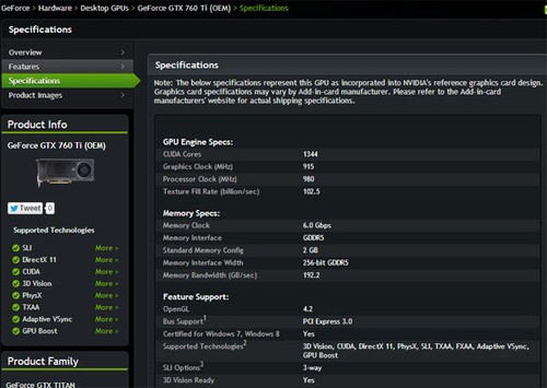 仅面向OEM客户？ GTX760Ti另类规格曝光_NVIDIA GeForce GTX 760_显卡新闻-中关村在线